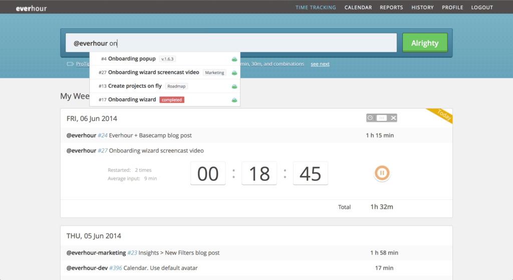 Everhour + Basecamp: time tracking and analysis of your project work