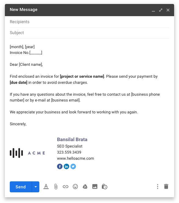 Get Invoice Template Email PNG Invoice Template Ideas