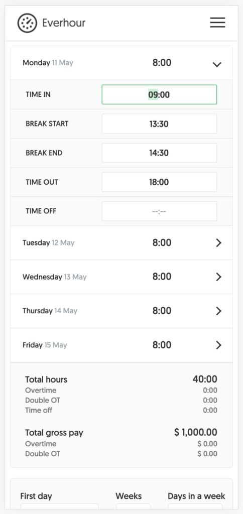 FREE Weekly Timesheet Template With Lunch Breaks