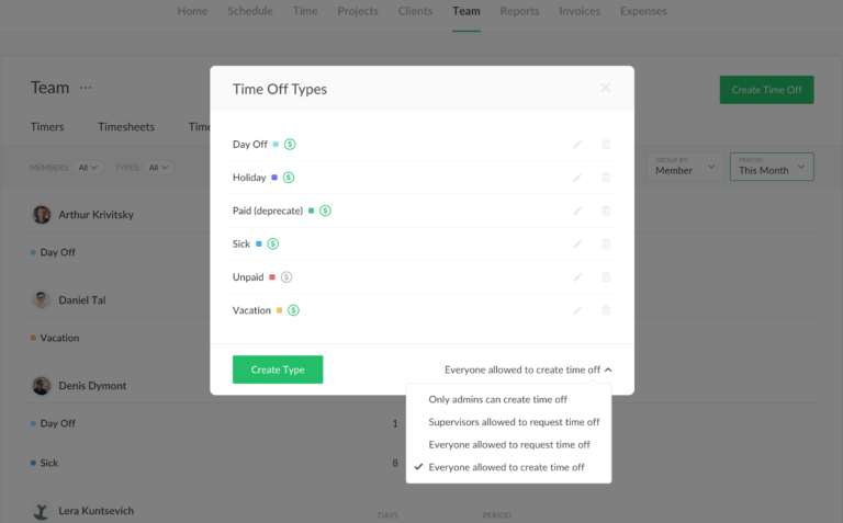 Allow Members to Create Time Off without Approval – Everhour Blog