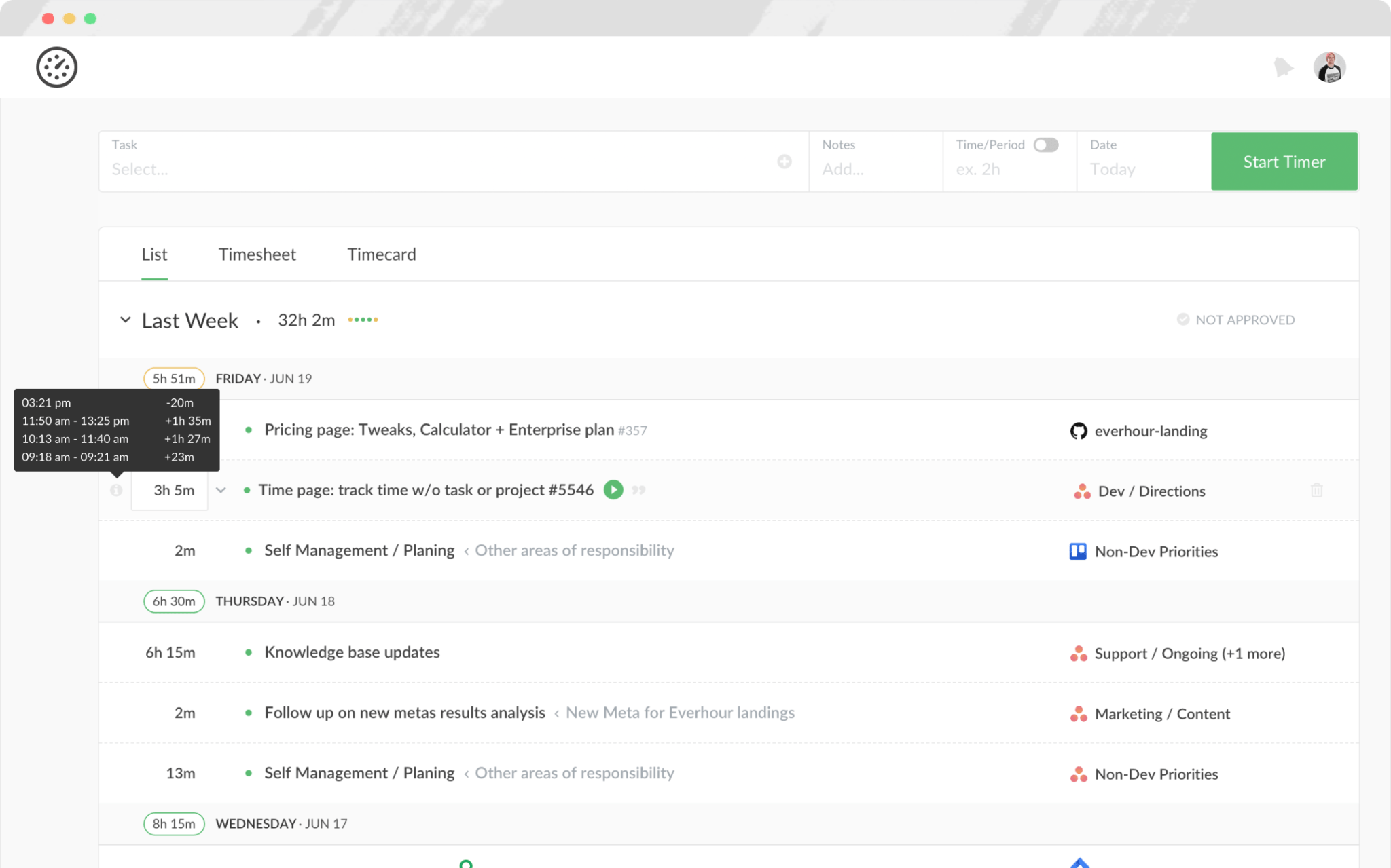 New Activity Tab to View History of Time Changes per Project or Member ...