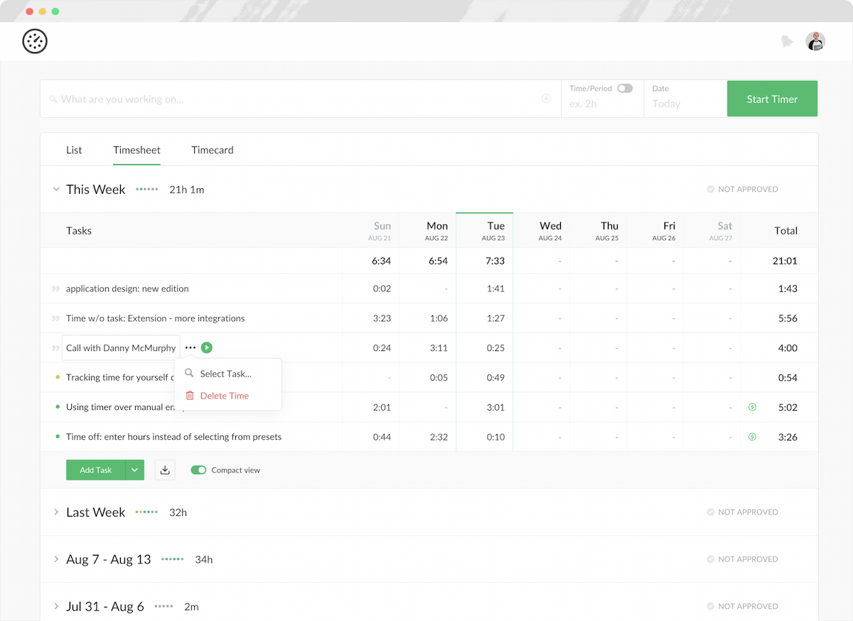 Updates to Tracking Time Without a Task – Everhour Blog