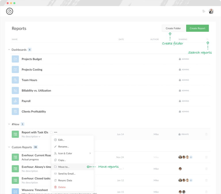 Report Folders + Unscheduled Tasks – Everhour Blog