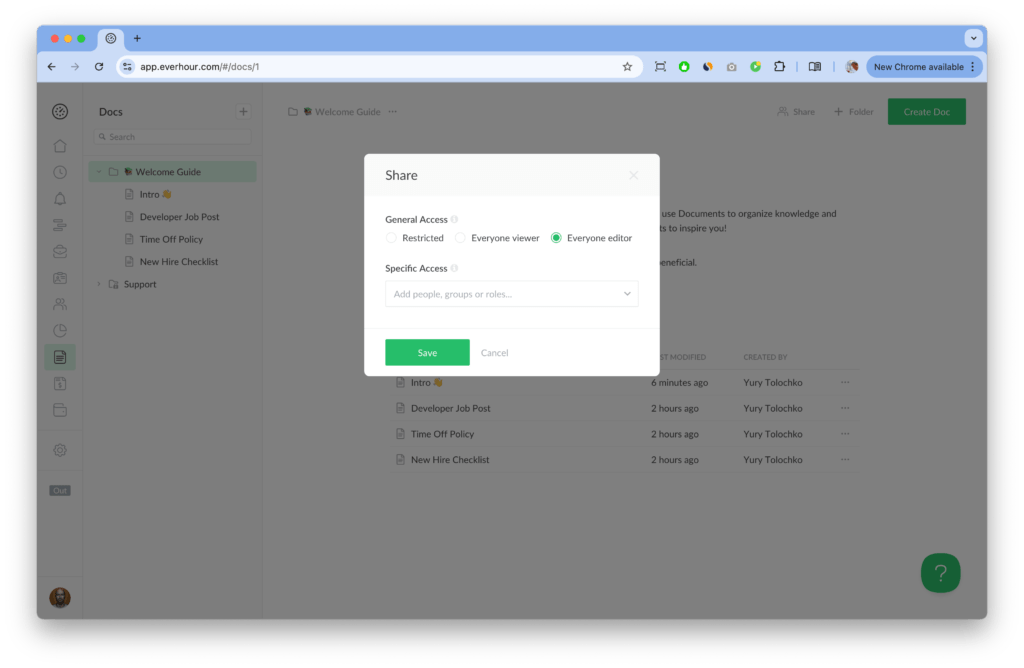 Introducing Documents: Simple Yet Powerful Knowledge Hub – Everhour Blog